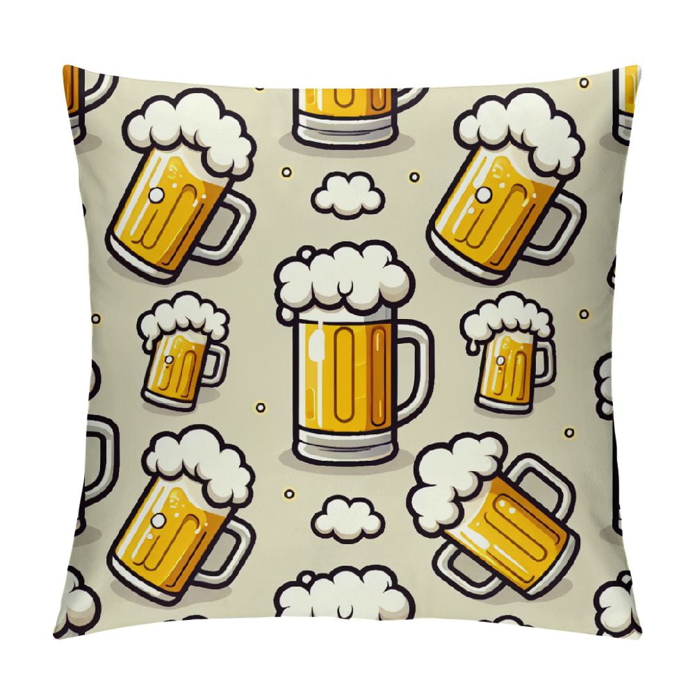 COMIO Golden Beer Pillow Covers Decorative Throw Pillow Cover Soft ...