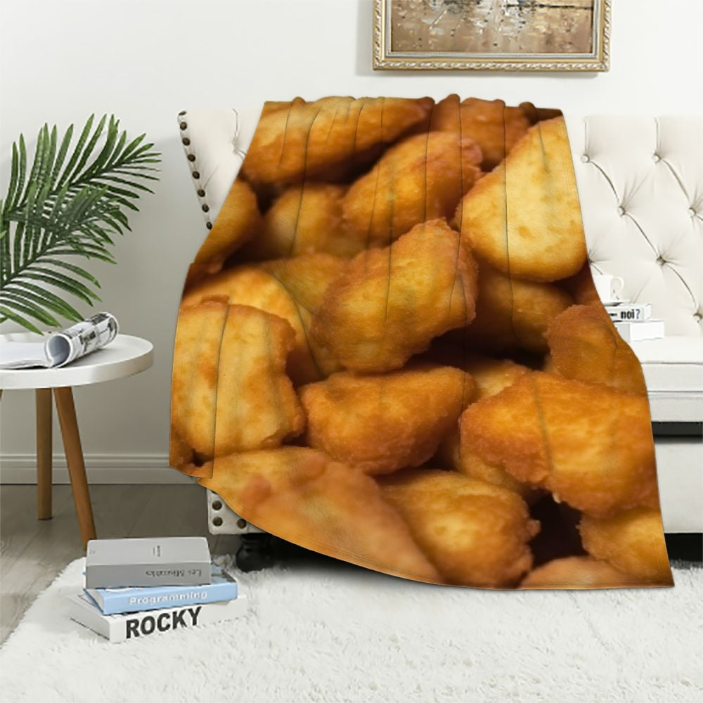 COMIO Golden Chicken Nuggets 3D Funny Realistic Food Ultra-Soft Throw ...