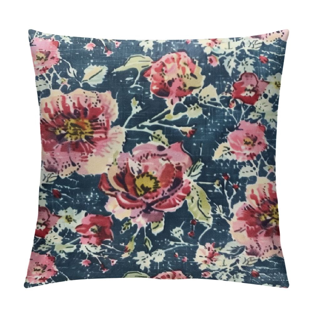 COMIO GoldenTBox Natural Decorative Red Rose Flower Pattern Throw ...