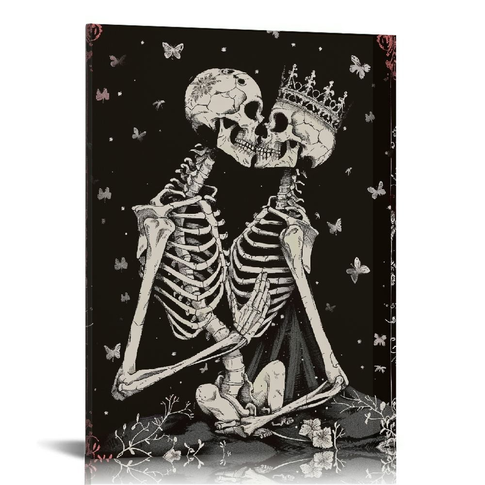 MLJA Gothic Art Sugar Skull The Kissing Lovers Canvas Wall Art Prints ...