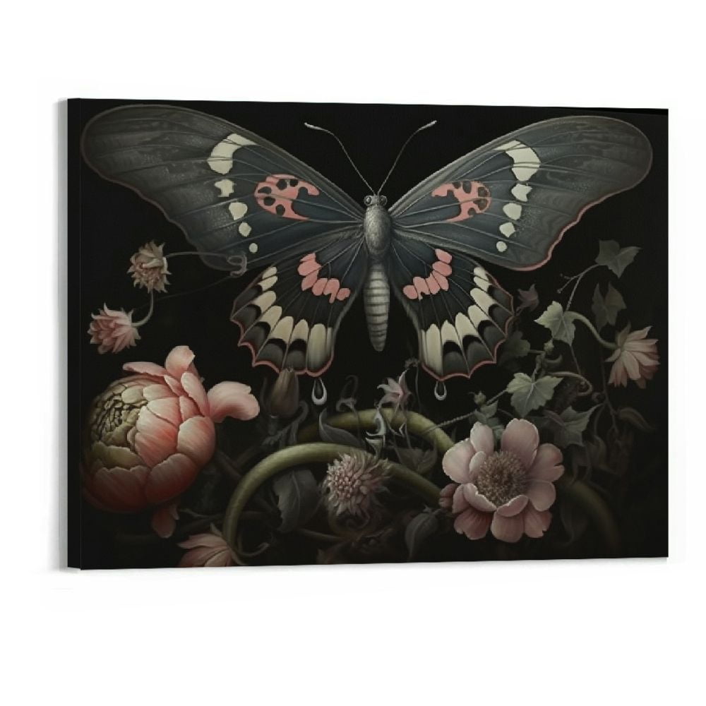Comio Gothic Moth Wall Art Vintage Gothic Canvas Dark Academia Prints