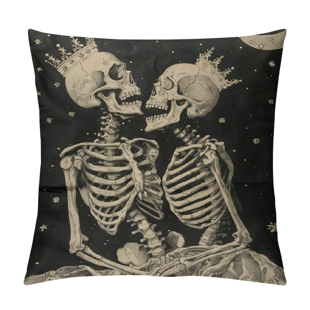 COMIO Gothic Skeleton Pillows Covers Set - Goth Gifts, Skull Pillow ...