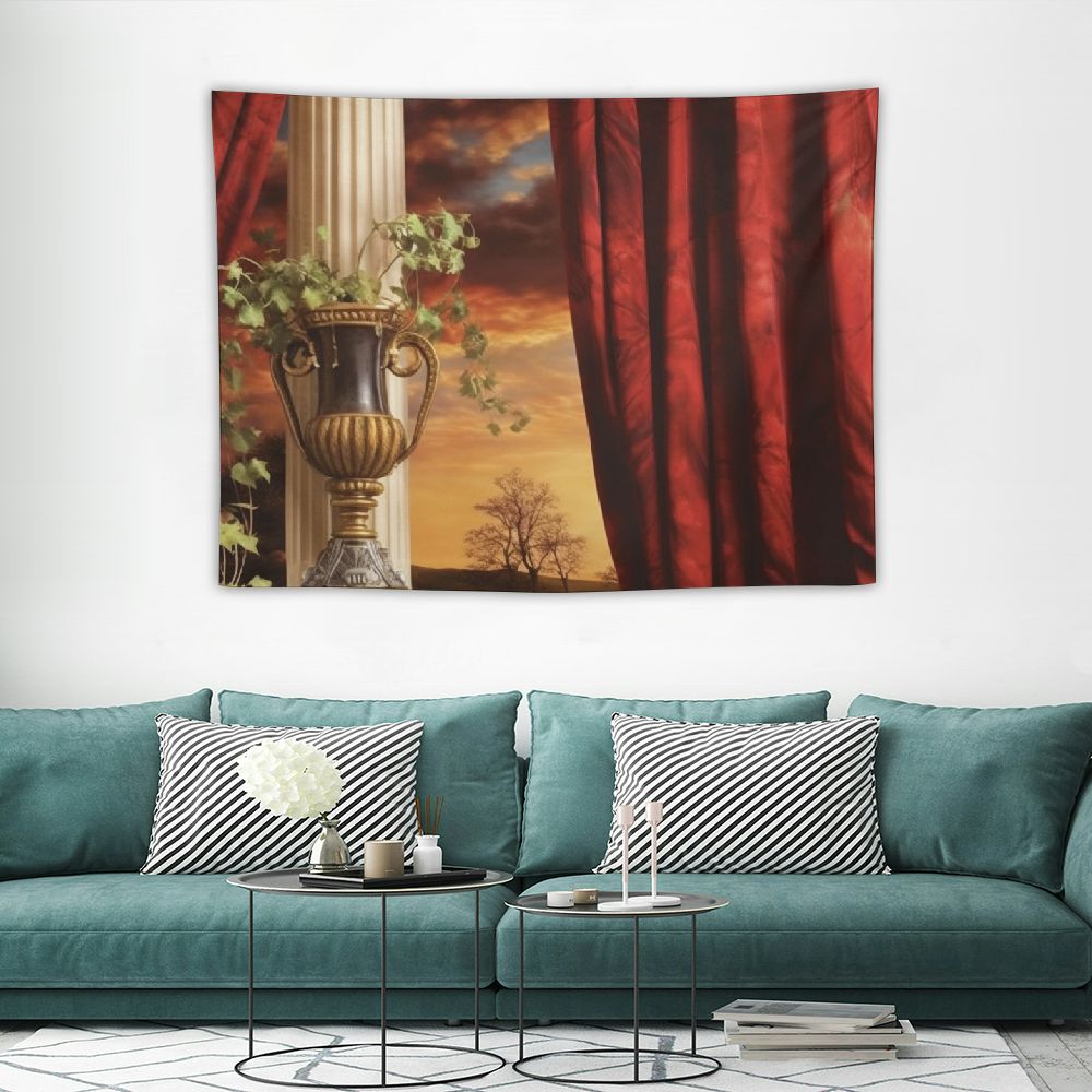 COMIO Gothic Tapestry, Greek Style Scene Climber Pillow Fruits Vine and ...