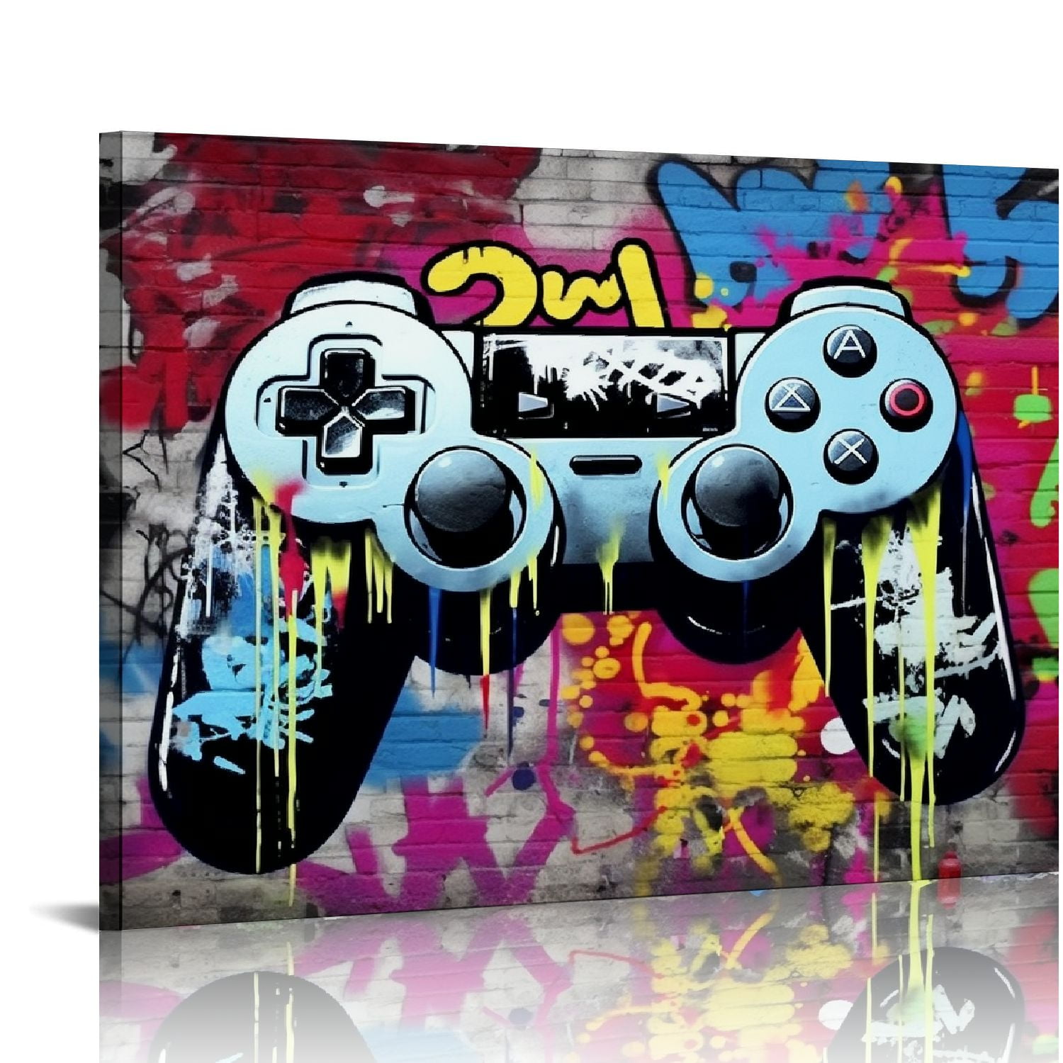 COMIO Graffiti Canvas Wall Art Bedroom-Graffiti Gaming Wall Art-Blue ...