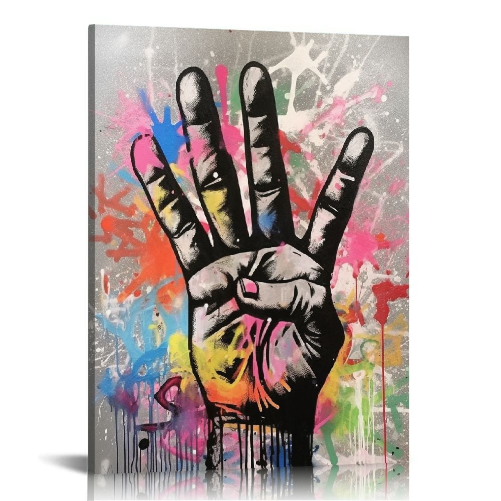 COMIO Graffiti Canvas Wall Art Victory Gesture Canvas Prints Graffiti ...