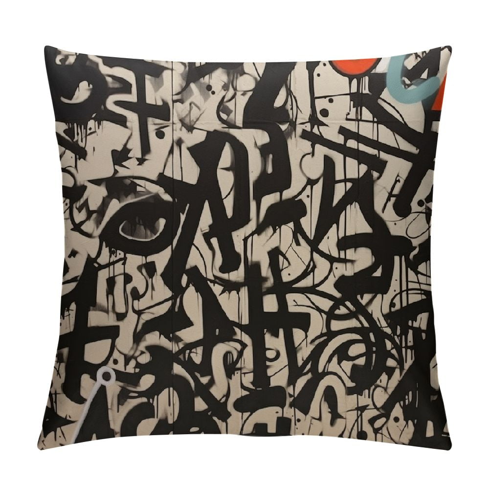 COMIO Graffiti Cushion Cover,Abstract Graffiti Pattern Balck Home ...