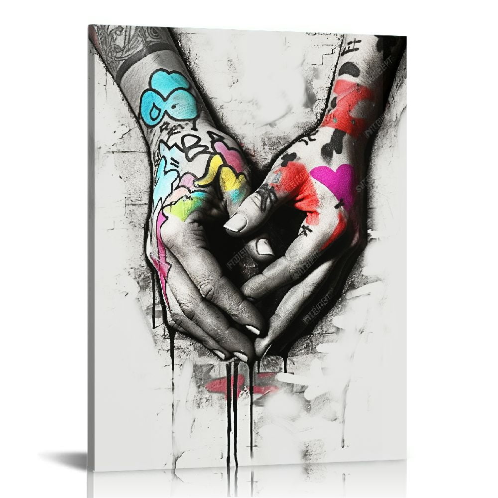 COMIO Graffiti Paintings Canvas Wall Art Promise Holding Pop Art ...