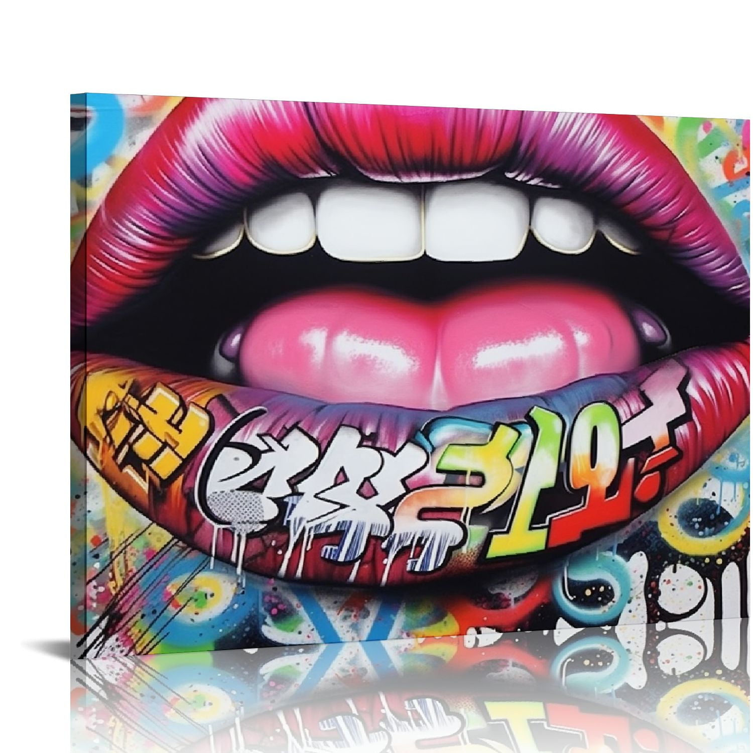 COMIO Graffiti Wall Art Lip Art Graffiti Poster Lip Decor Colorful ...