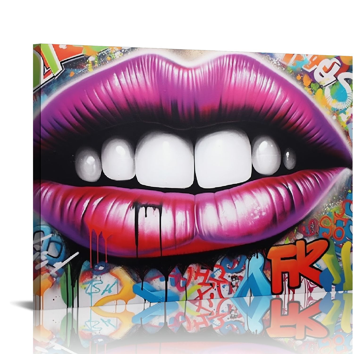COMIO Graffiti Wall Art Lip Art Graffiti Poster Lip Decor Colorful ...