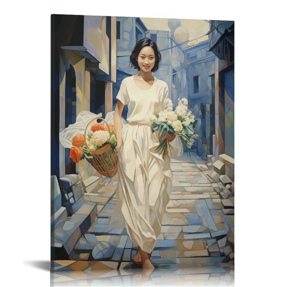 COMIO Grateful Heart - Art Wall Mexican Flower Woman Mexican Floral ...