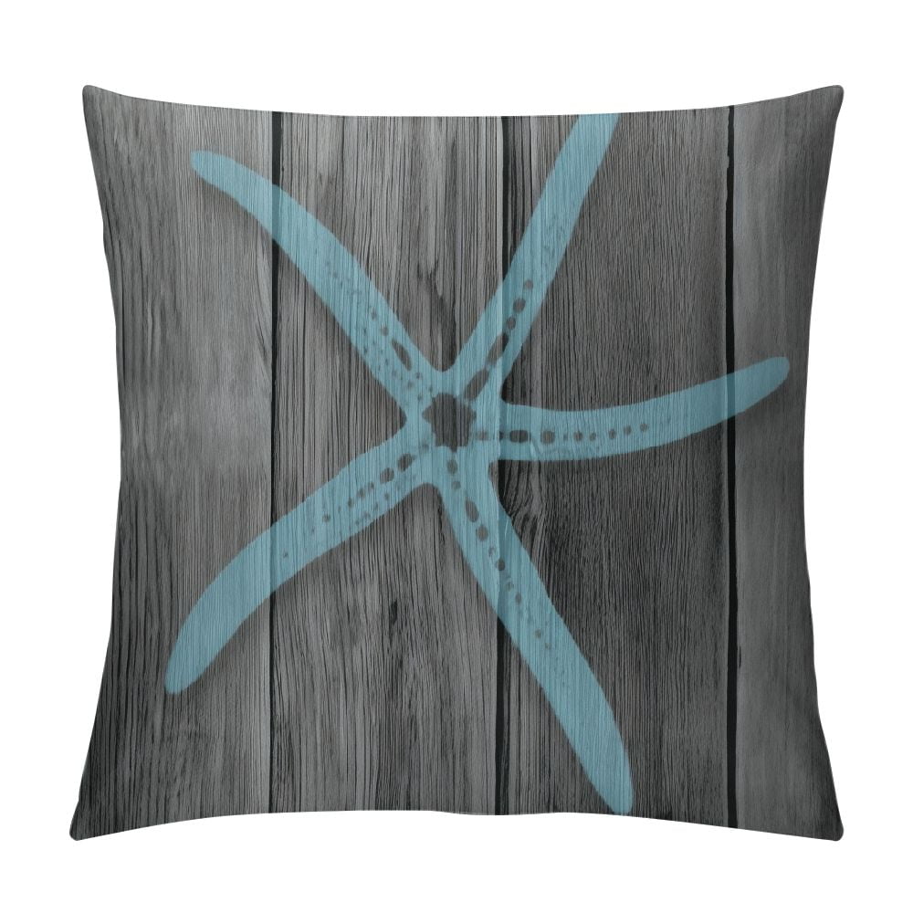 COMIO Gray and Aqua Turquoise Beach and Starfish Pillowcase Home Sofa ...