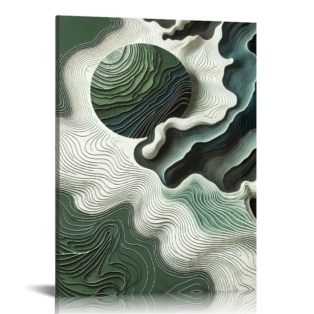 COMIO Green Abstract Pictures Green White Wall Art Emerald Artwork ...