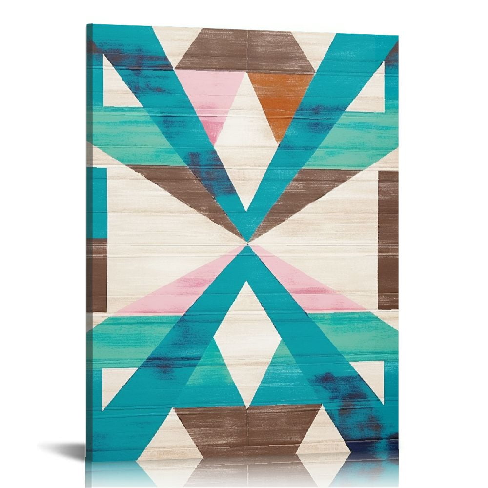 COMIO Green Aztec Geometric Pattern Canvas Wall Art, Design - Walmart.com