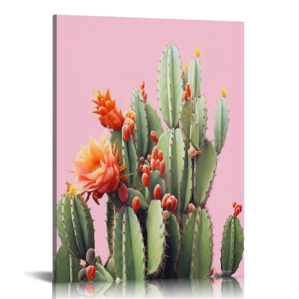 COMIO Green Cactus Canvas Wall Art for Bedroom Tropical Botanical Ins ...