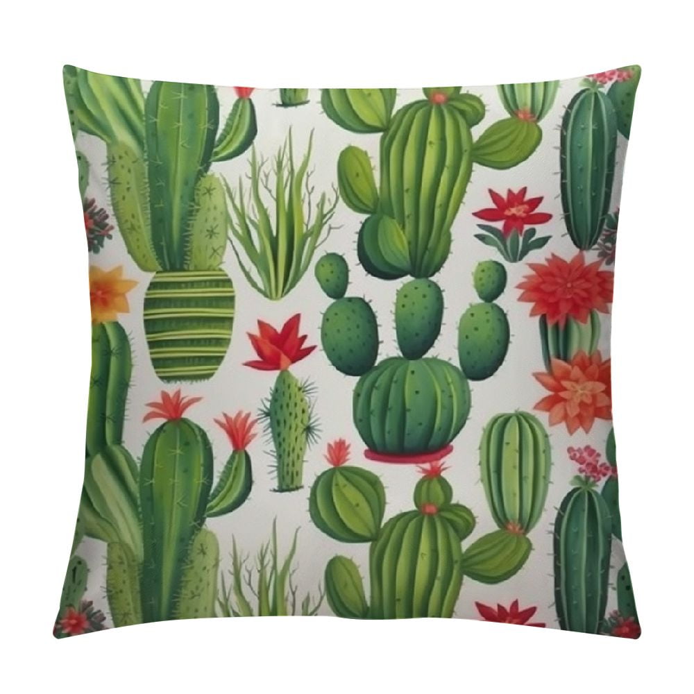 COMIO Green Cactus Throw Pillow Covers Set of Decorative Couch Pillow ...