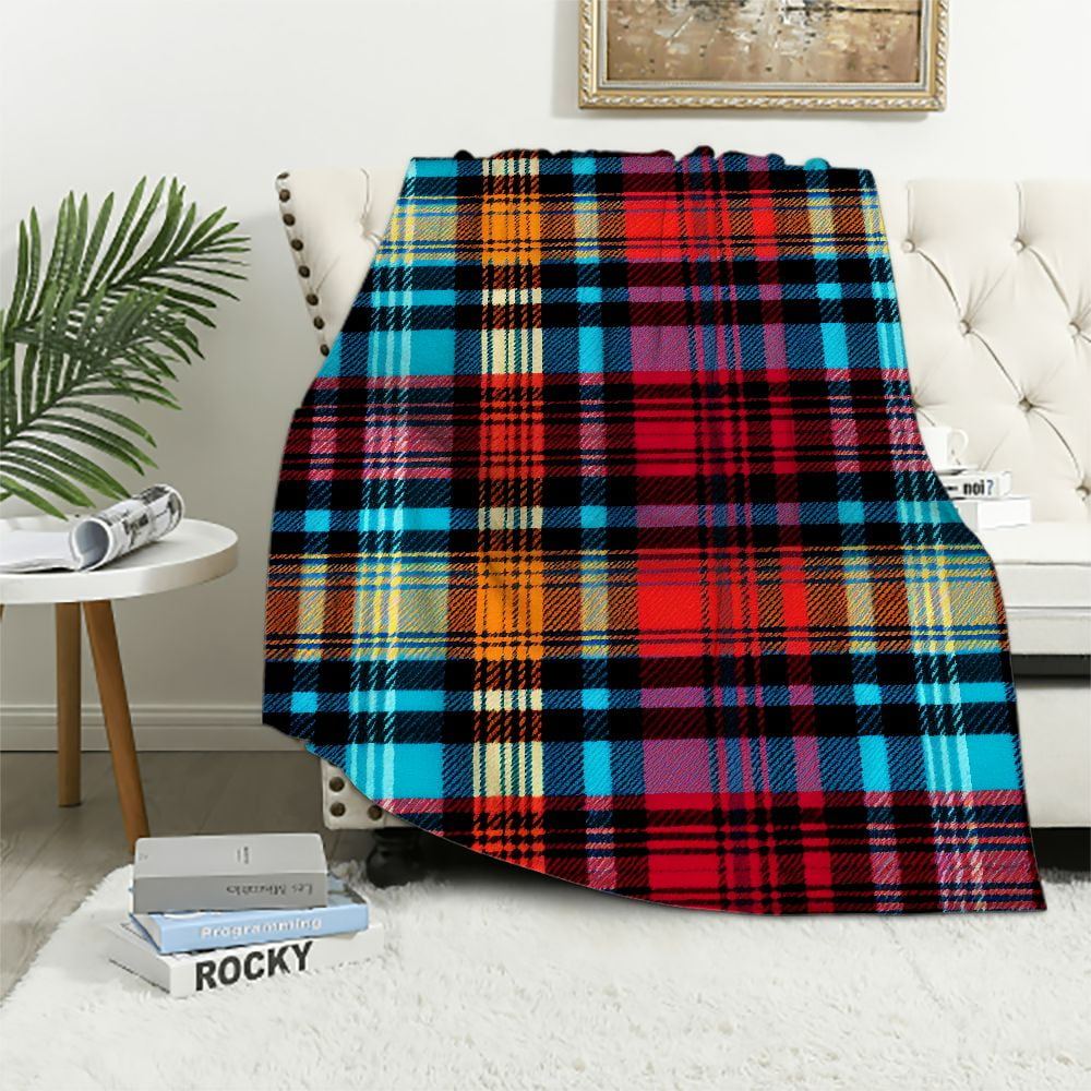 COMIO Green Checkered Throw Blanket Ultra Soft Warm Blanket ...
