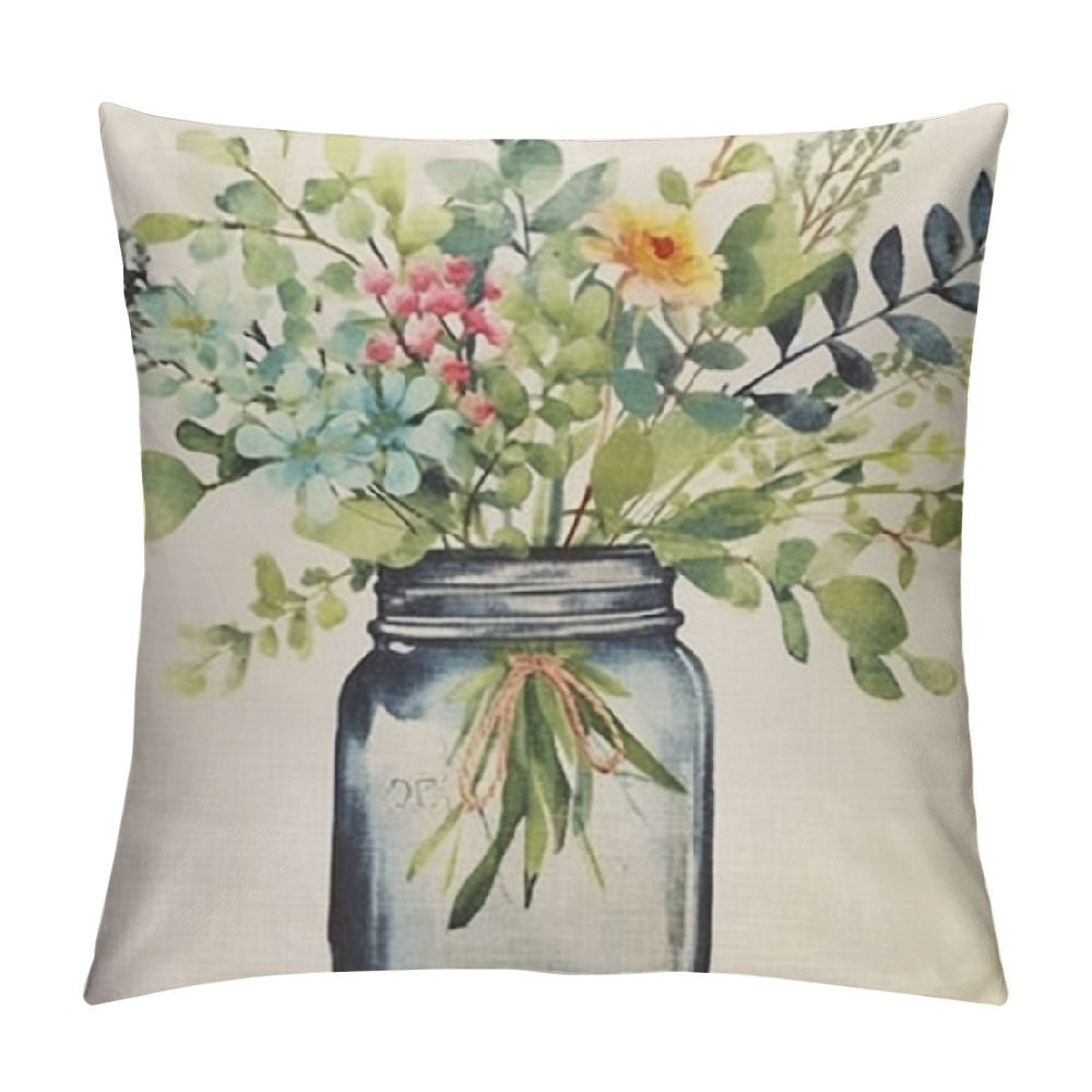 COMIO Green Eucalyptus Leaves Pillow Covers Spring Summer Farmhouse ...