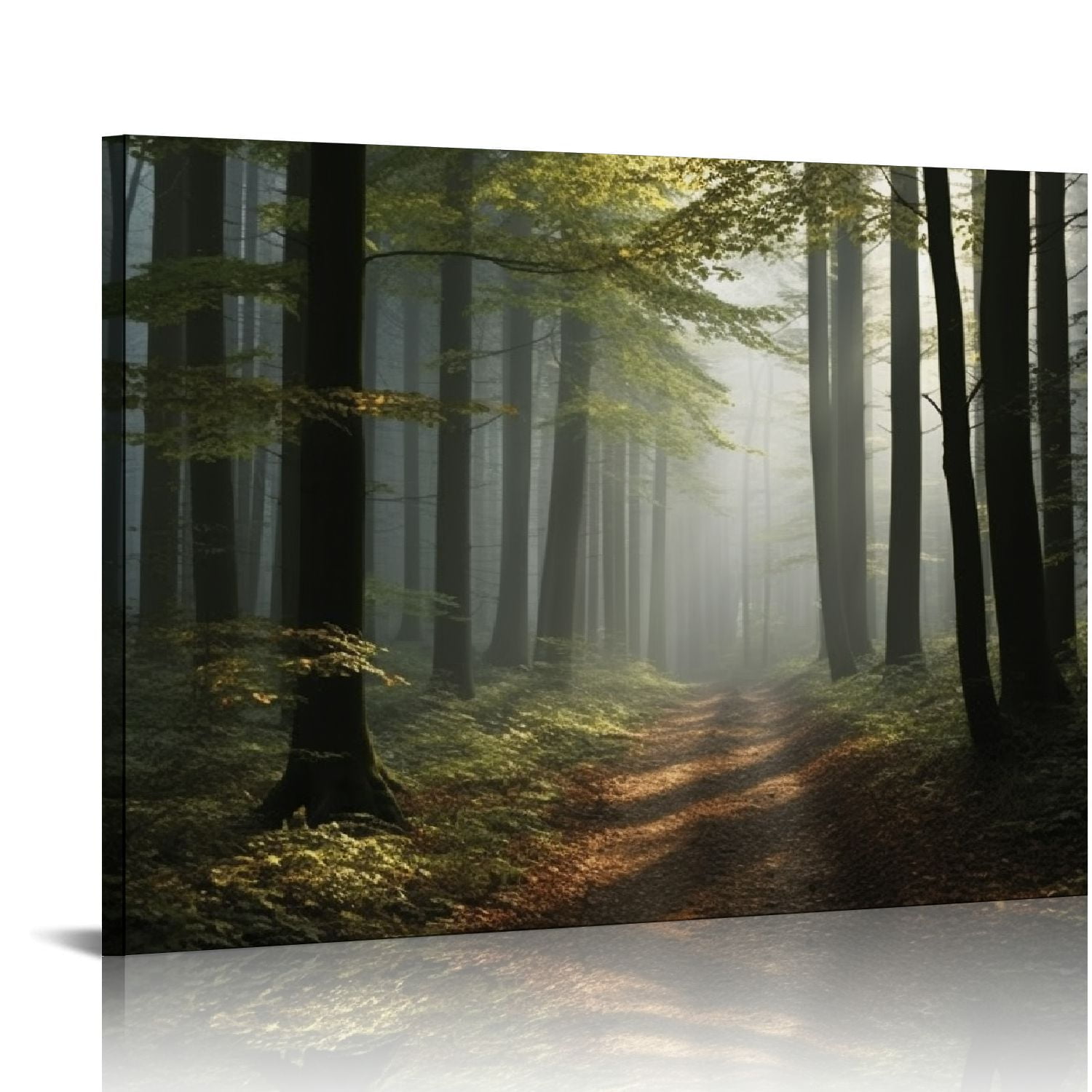 COMIO Green Fall Forest with Sun Rays - Landscape Photography Framed ...