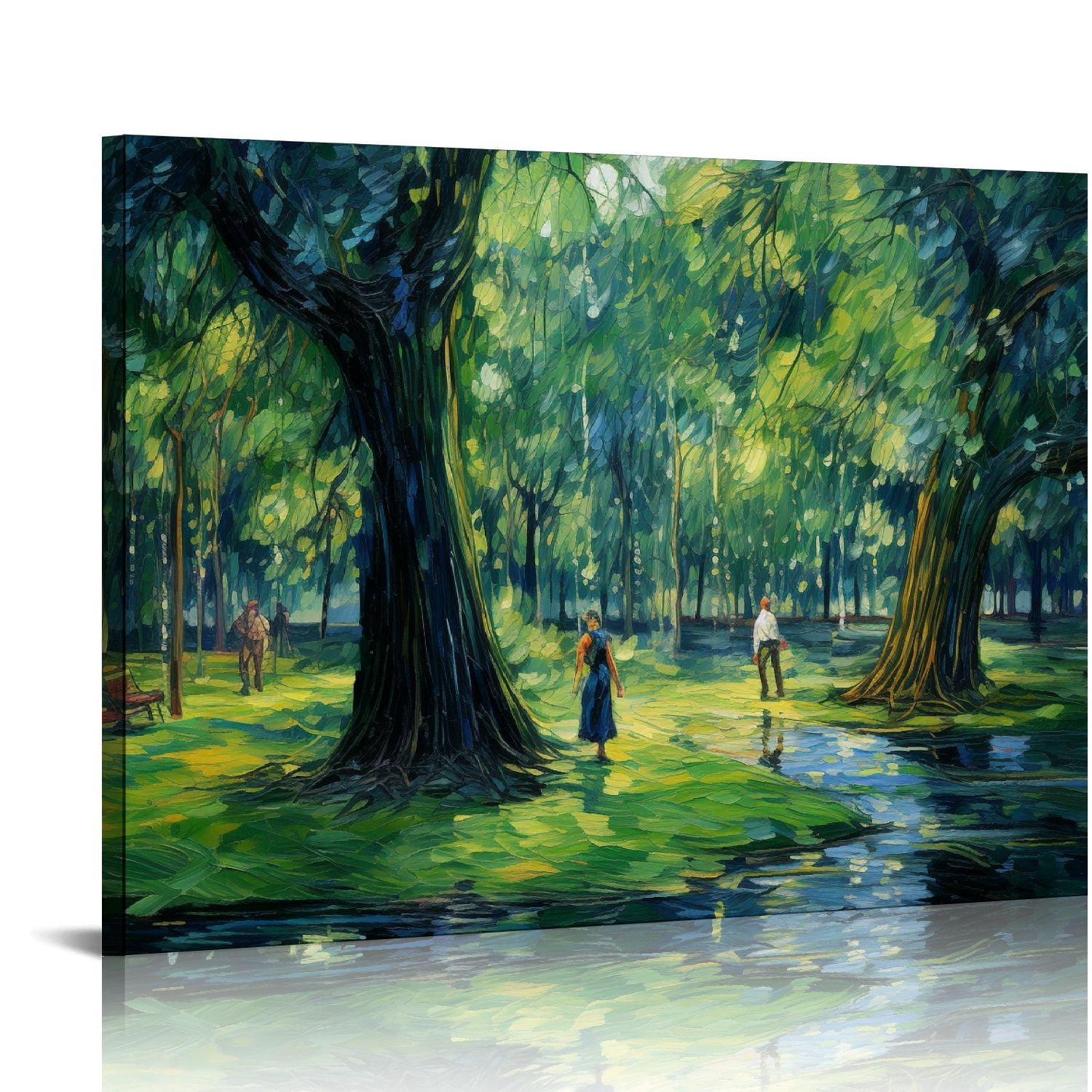 COMIO Green Grassland Wall Art Flower Mountain Wall Decor Landscape ...