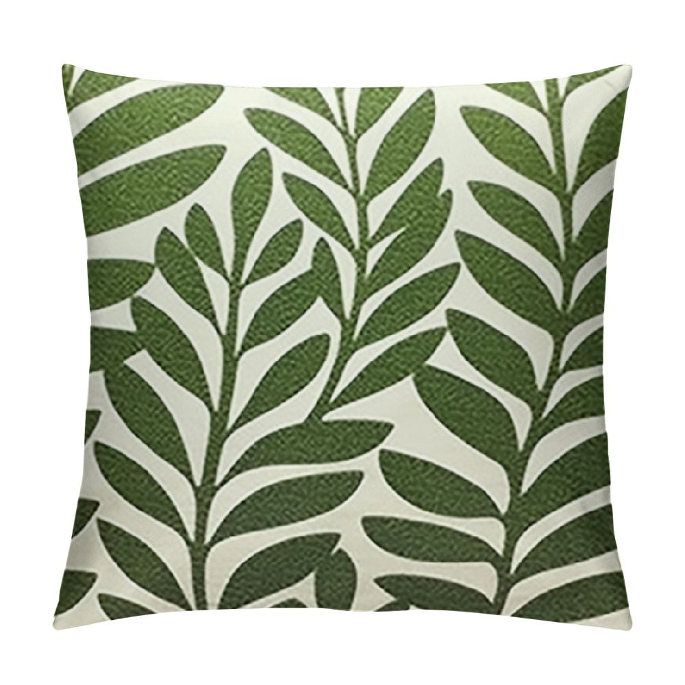 COMIO Green Leaf Throw Pillow Covers, Plant Pillows Decorative Throw ...