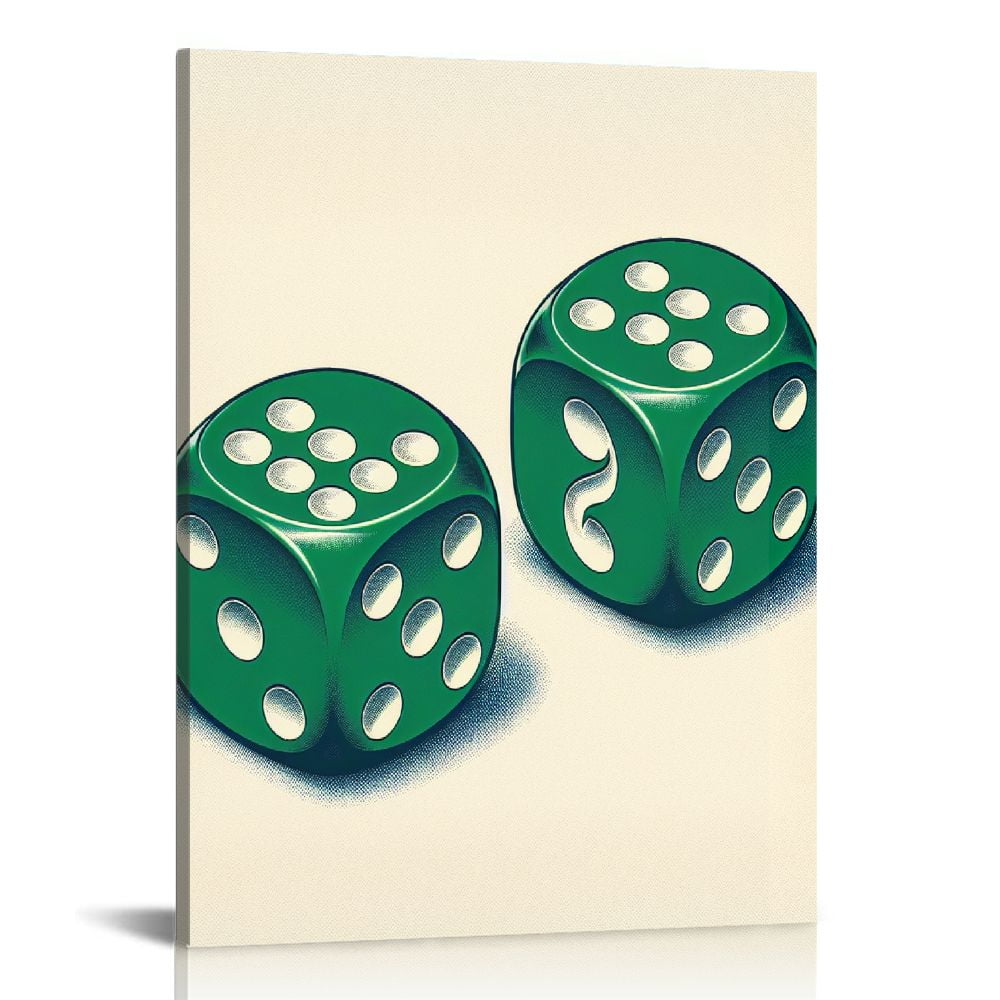 COMIO Green Lucky Poster - Playing Card Green Wall Art, Poker Room ...