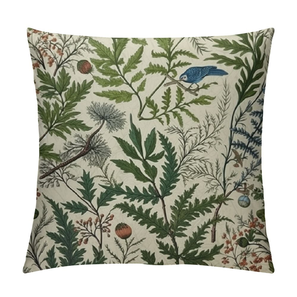 COMIO Green Plant Pillow Covers Green Botanical Fern Leaf Decorative ...