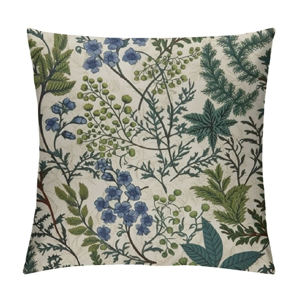 COMIO Green Plant Pillow Covers Sage Green Botanical Fern Leaf ...