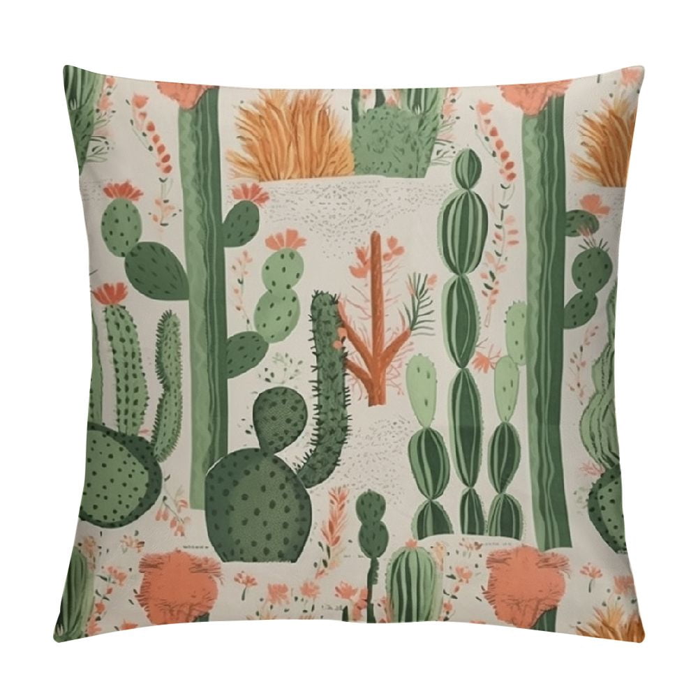 QZHH Green Succulent Cactus Decorative Pillow Cushion Covers Orange ...