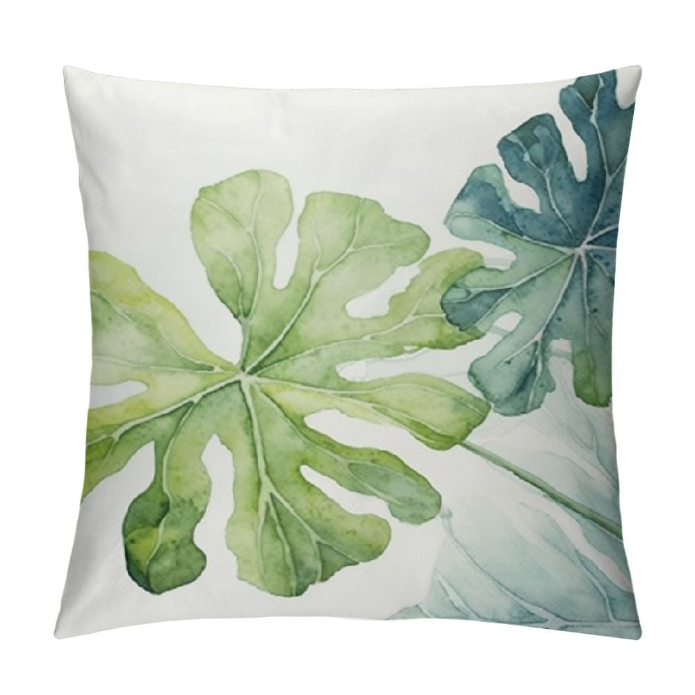 Comio Green Tropical Leaves Throw Pillow Covers Decorative Monstera
