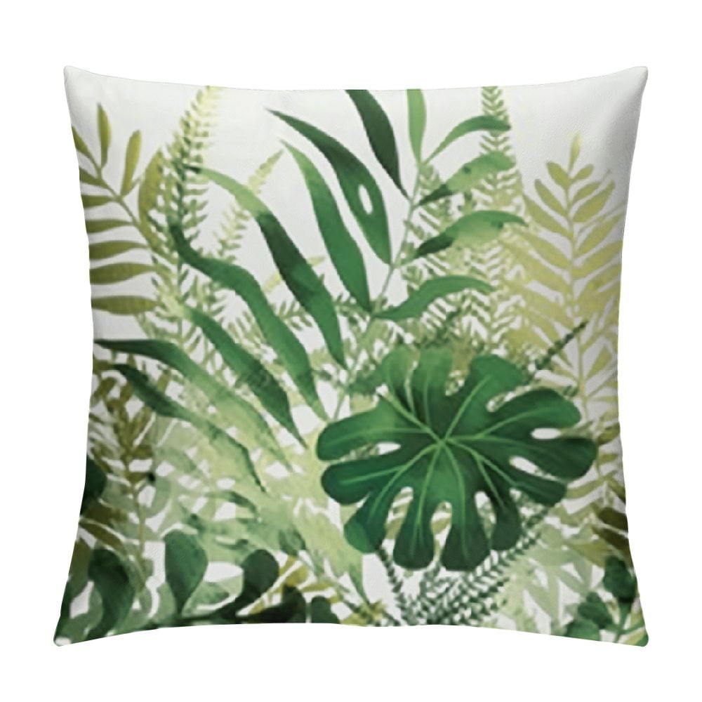 Comio Green Tropical Palm Leaves Throw Pillow Covers Tropical Leaves
