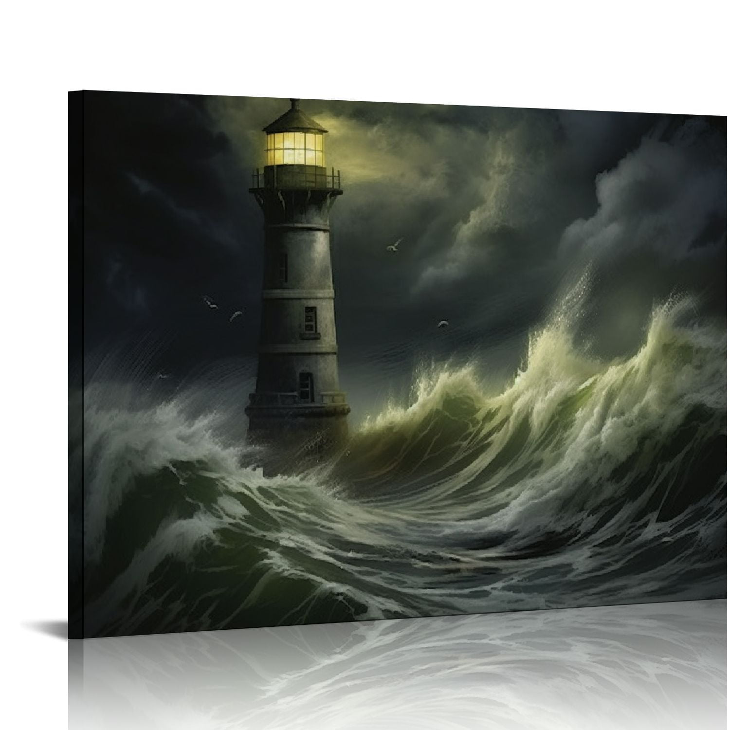 COMIO Guiding Light, Lighthouse in Storm, Classic Prints Print on ...