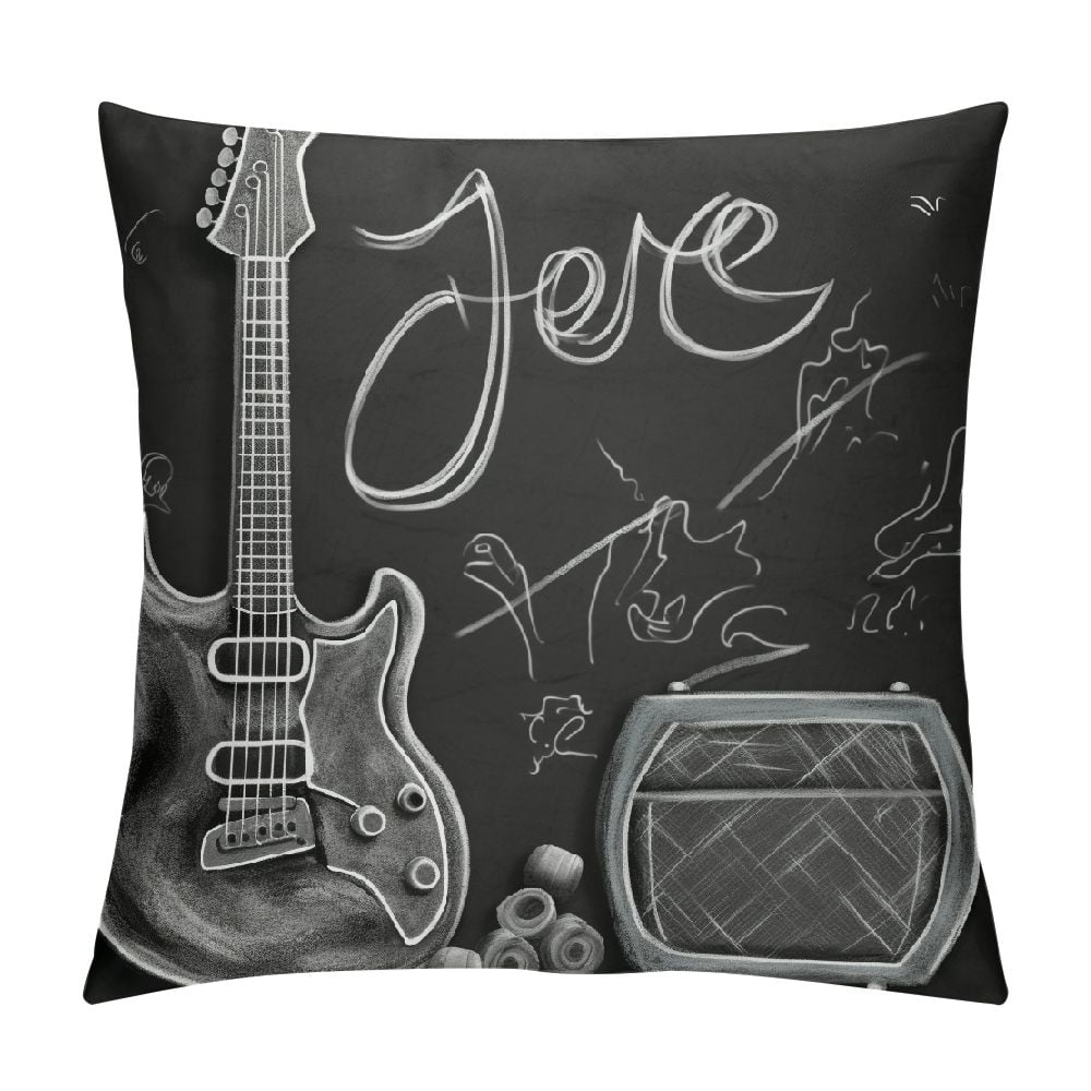 COMIO Guitar Throw Pillow Cushion Cover, Love The Rock Music Themed ...