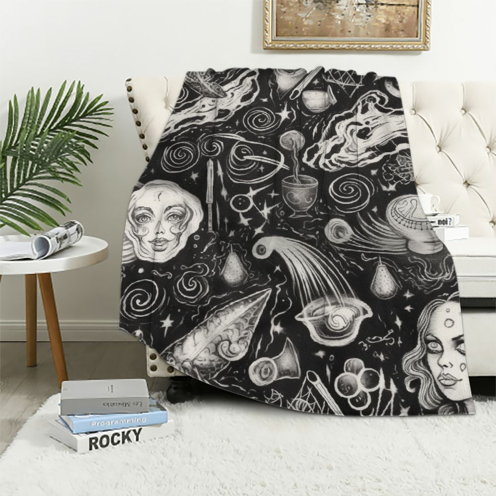 COMIO Halloween Blanket Ghost Spider Blanket Spooky Halloween Blanket ...