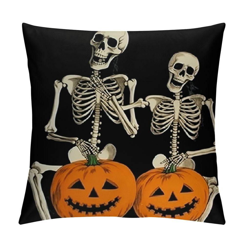 COMIO Halloween Pillow Covers Halloween Decorations Dancing Skeleton ...