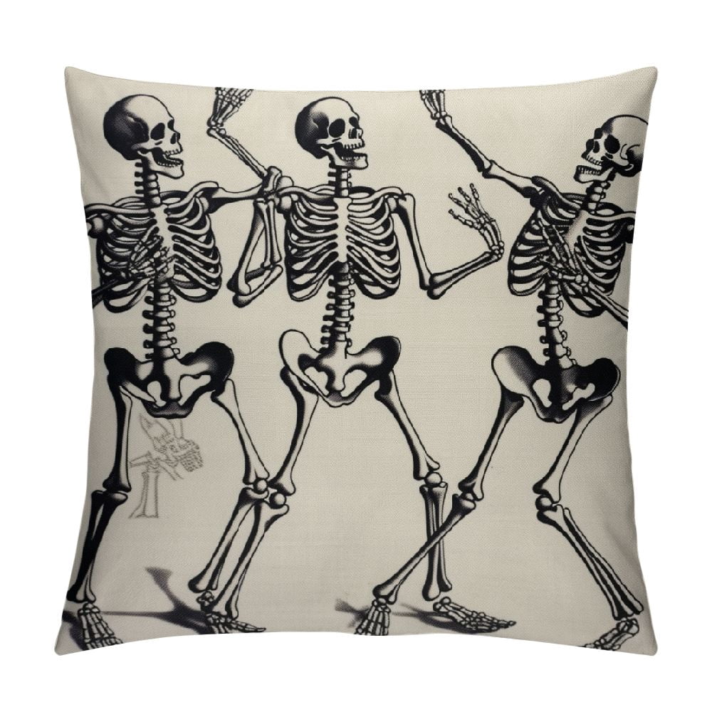 COMIO Halloween Skull Pillow Covers Funny Skeleton Decorative Square ...