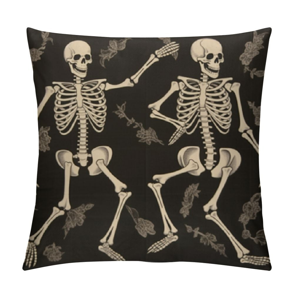 COMIO Halloween Skull Throw Pillow Covers Vintage Design Skeleton Funny ...