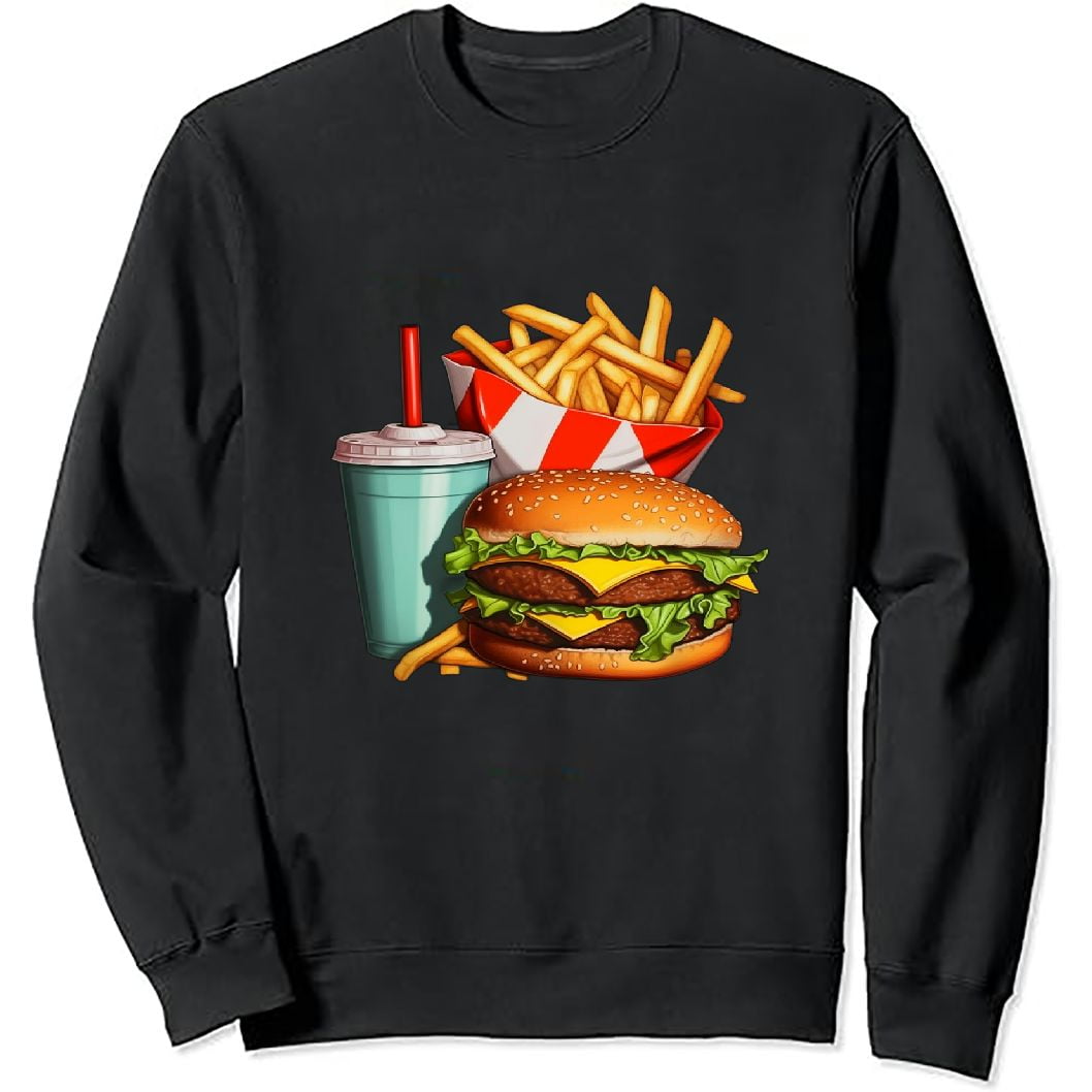 COMIO Hamburger Cheeseburger Burger Soft Drink French Fries Sweatshirt ...