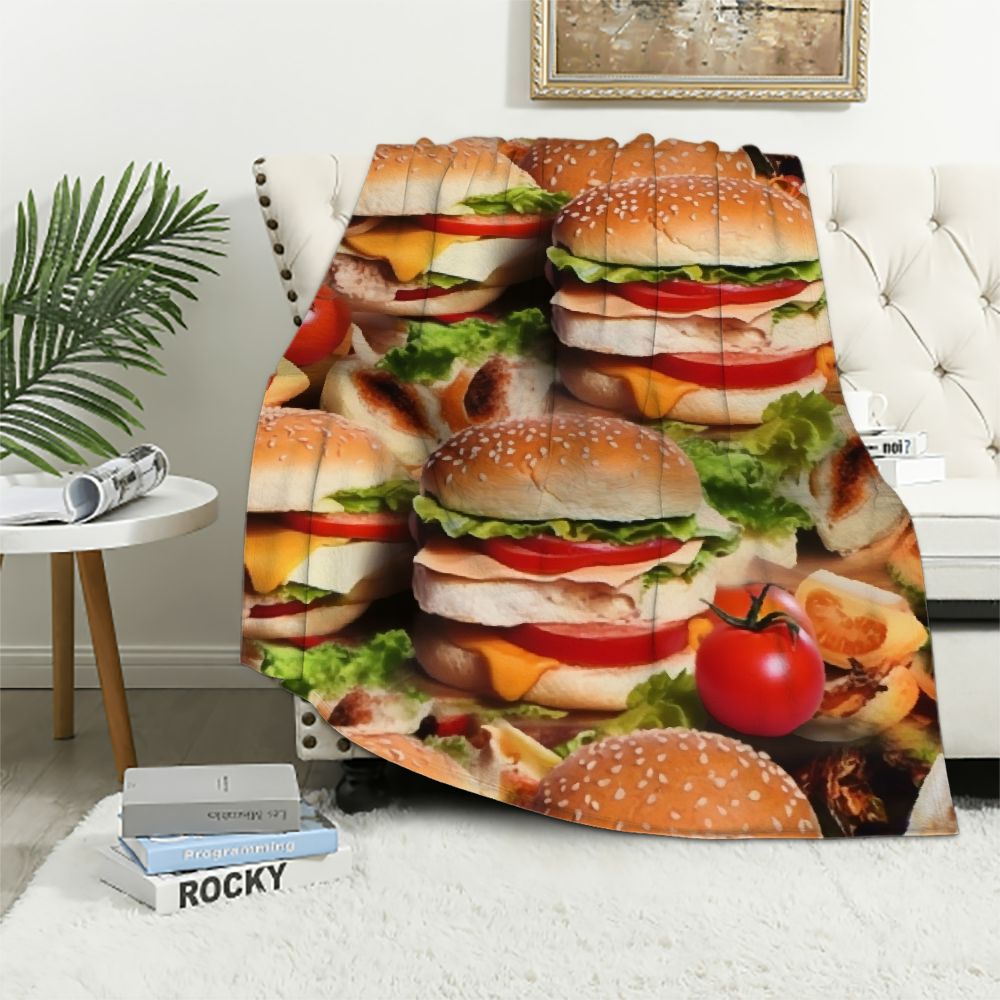 COMIO Hamburger Throw Blanket for Teens Boys Girls and Adults Soft Warm ...