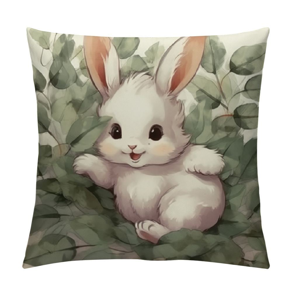 COMIO Happy Easter Pillow Covers Pink Buffalo Plaid Bunny Rabbits ...