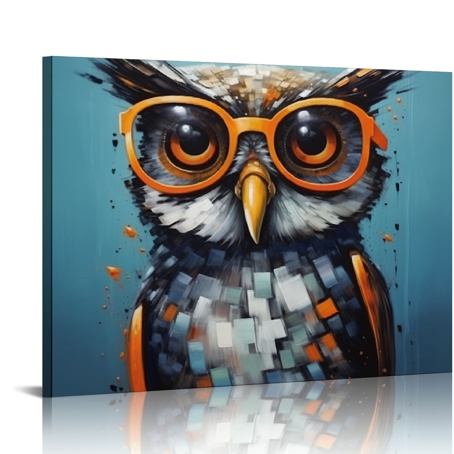 COMIO Happy Owl Decor Owl Gifts Canvas Wall Art Wall Decor Funny Owl ...