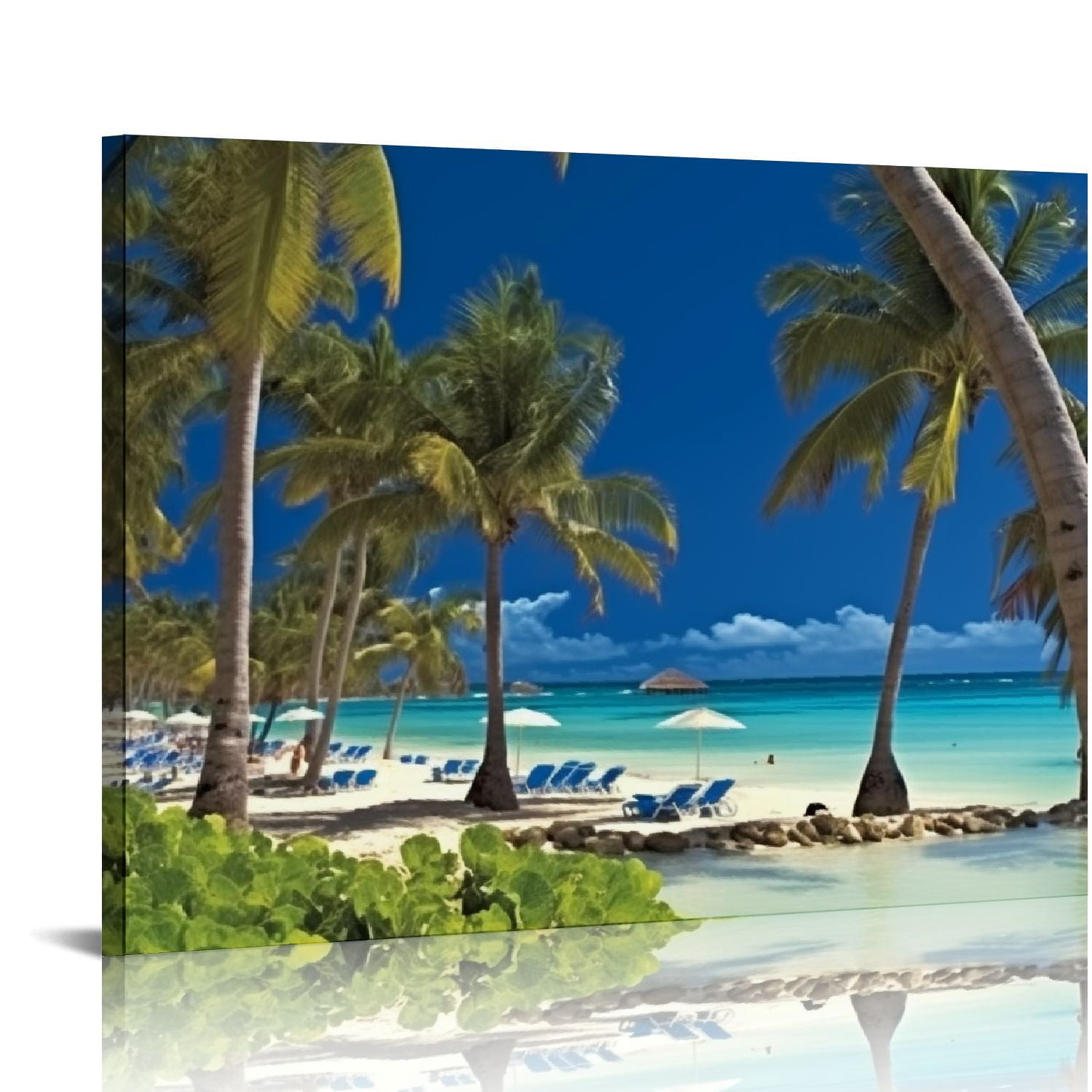 COMIO Hawaii Beach Canvas Wall Art Blue Ocean Palm Tree Modern ...
