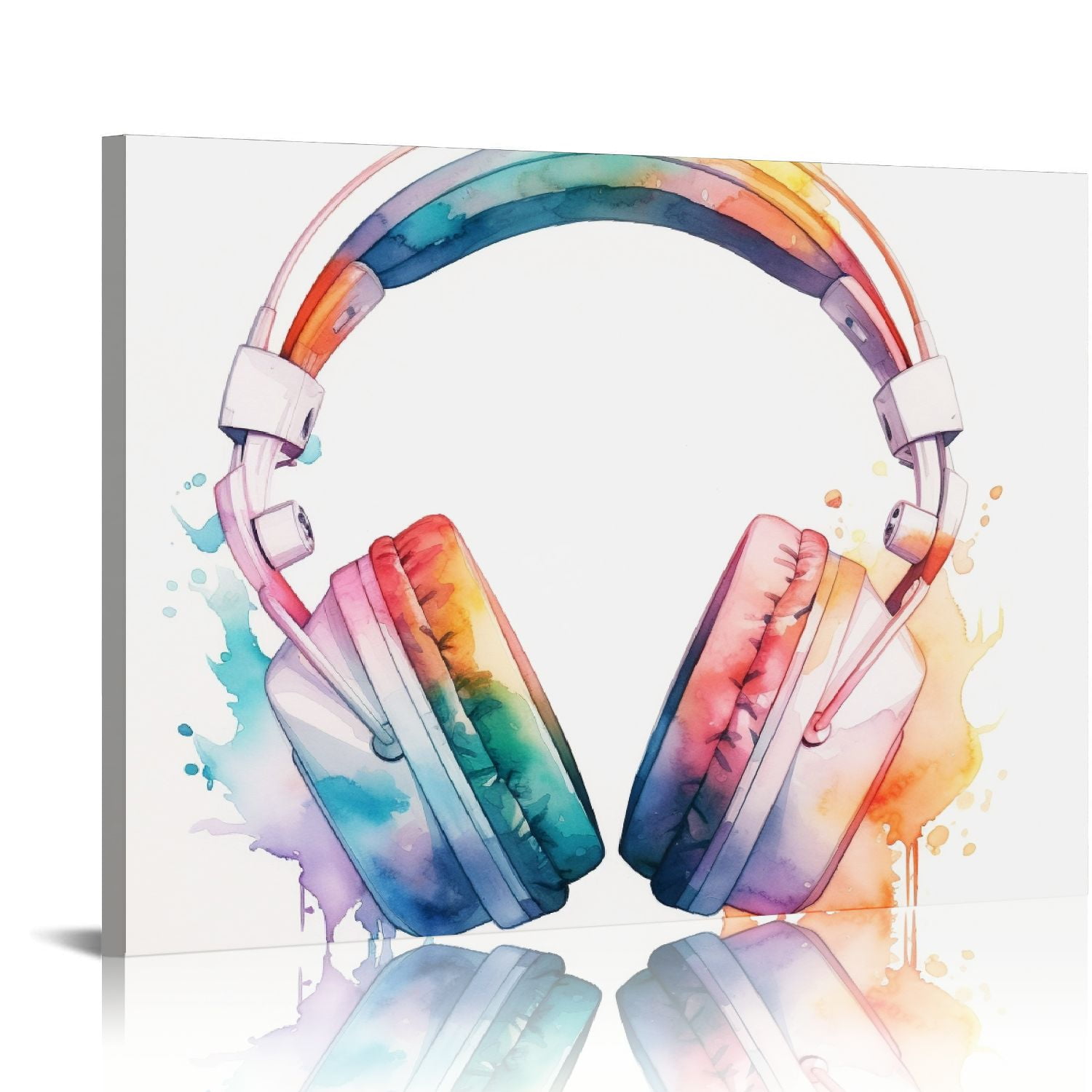 COMIO Headphone Watercolor Poster Canvas Wall Art for Home/Bedroom ...