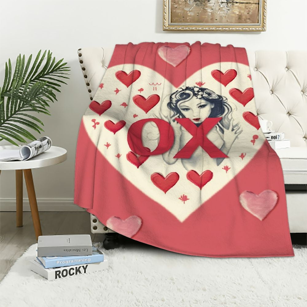 COMIO Heart Jacquard Knit Throw Blanket, Love Gift Blanket for Couch ...