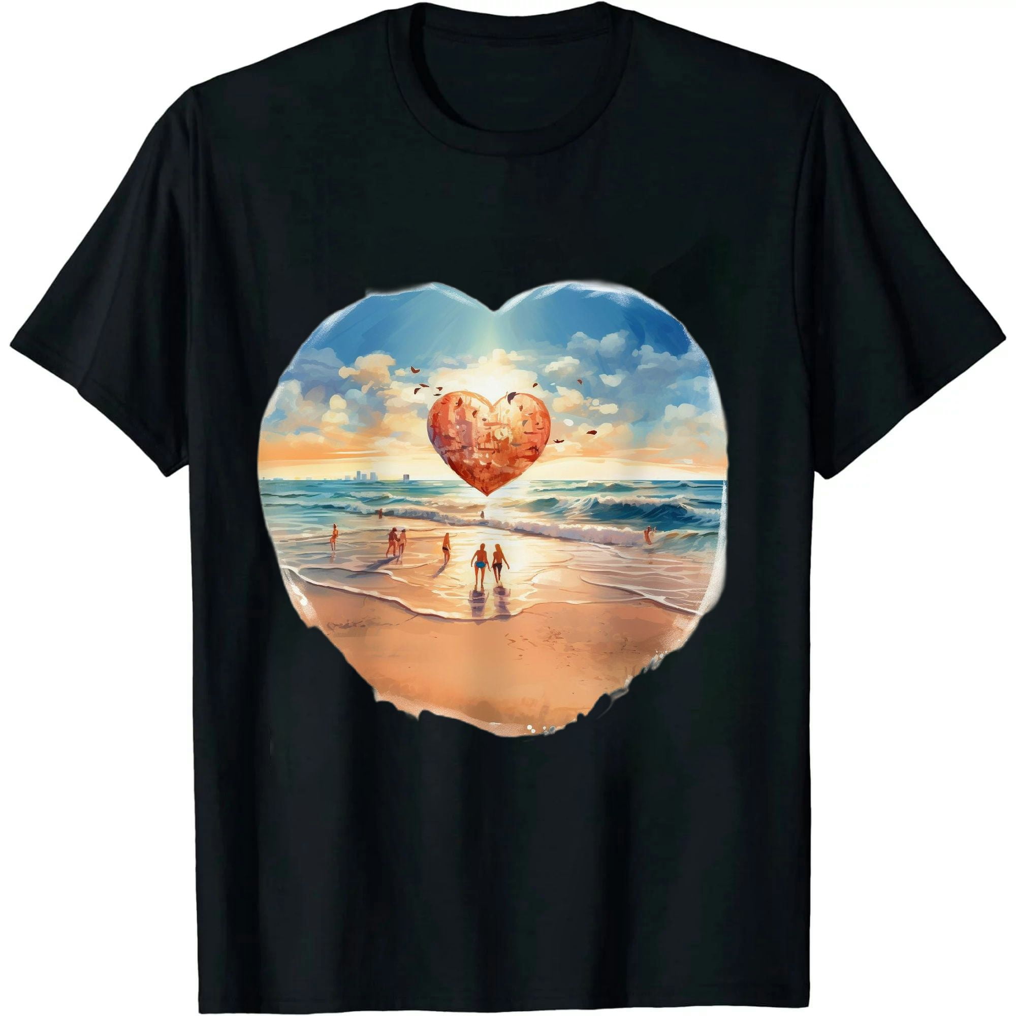 COMIO Heartbeat Palm Tree Wine Glass Flipp Flop Summer Lover T-Shirt ...