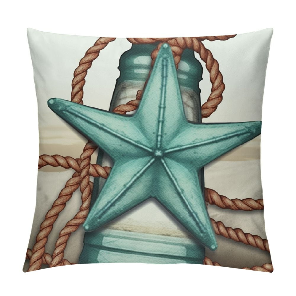 COMIO Hello Summer Beach Shell Coral Coastal Decorative Throw Pillow ...