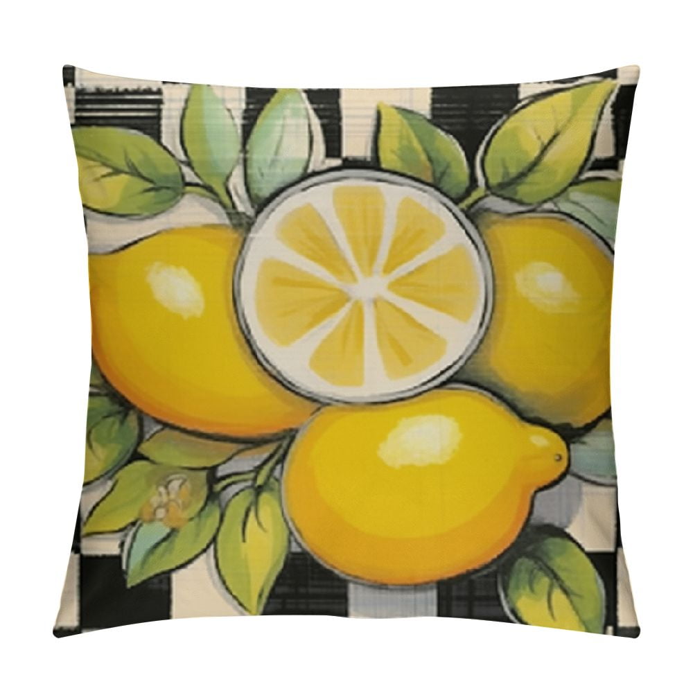 COMIO Hello Summer Lemon Decorative Throw Pillow Cover , Bicycle Black ...