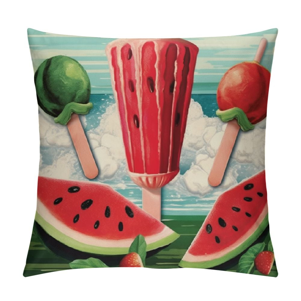 COMIO Hello Summer Pillow Cover Watermelon Ice Cream Popsicle ...
