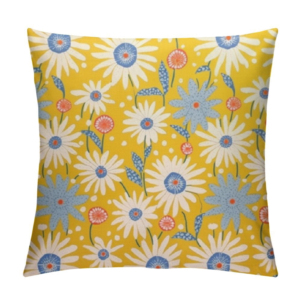 COMIO Hello Sunshine Yellow Throw Pillow Covers,Home Sweet Home Daisy ...