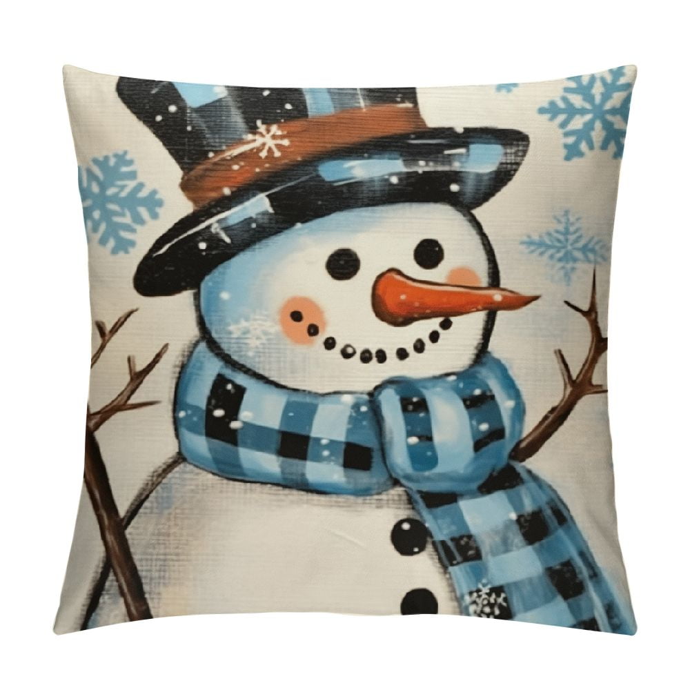 COMIO Hello Winter Snowman Decorative Throw Pillow Covers Let It Snow ...