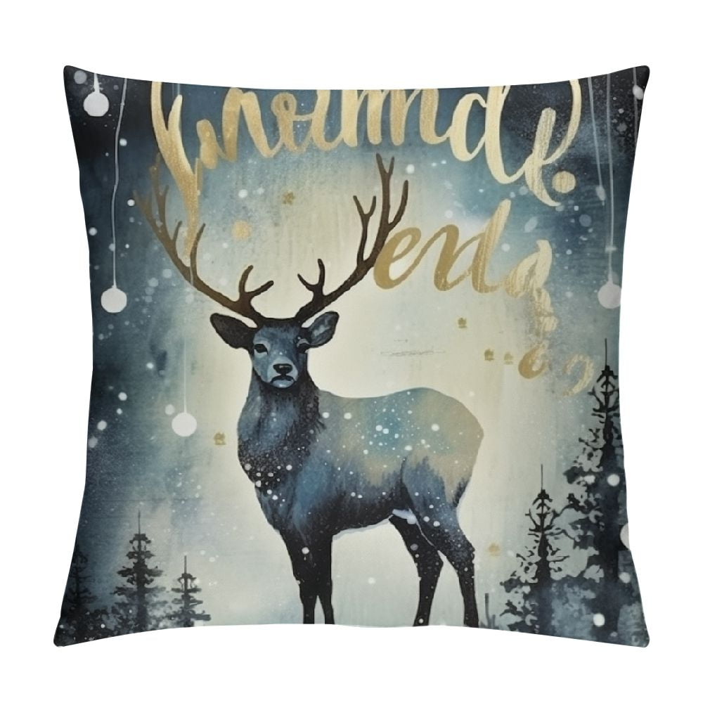 COMIO Hello Winter Wonderland Reindeer Fox Decorative Throw Pillow ...